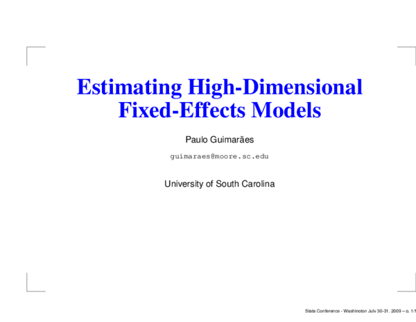 (PDF) Estimating high-dimensional fixed-effects models