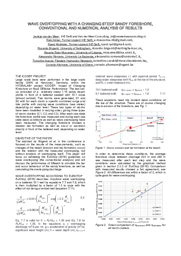 (PDF) Wave Overtopping with a Changing Steep Sandy Foreshore, Conventional and Numerical ...