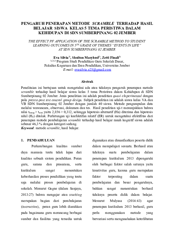(DOC) Pengaruh Penerapan Metode Scramble Terhadap Hasil Belajar Siswa ...