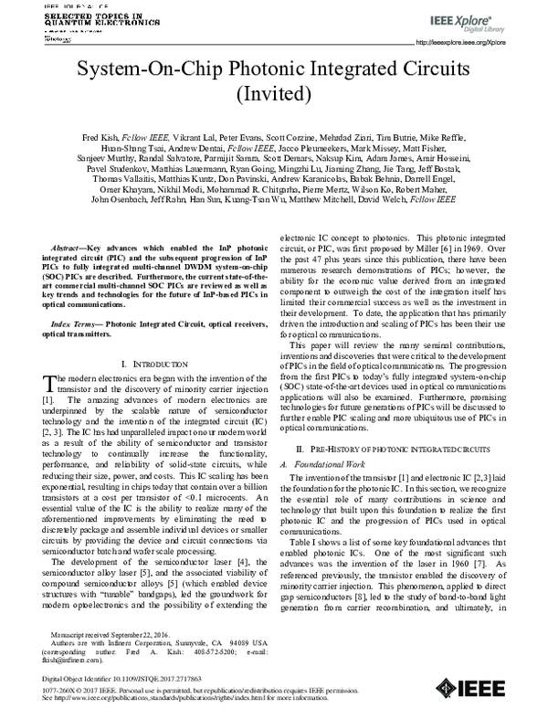 (PDF) System-on-Chip Photonic Integrated Circuits