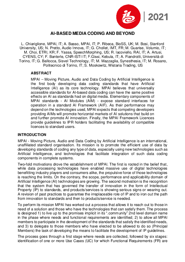 (PDF) Ai-Based Media Coding and Beyond | Leonardo Chiariglione ...