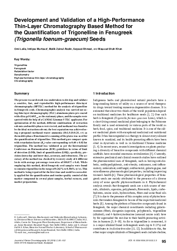 Pdf Development And Validation Of A High Performance Liquid Chromatographic Procedure For The