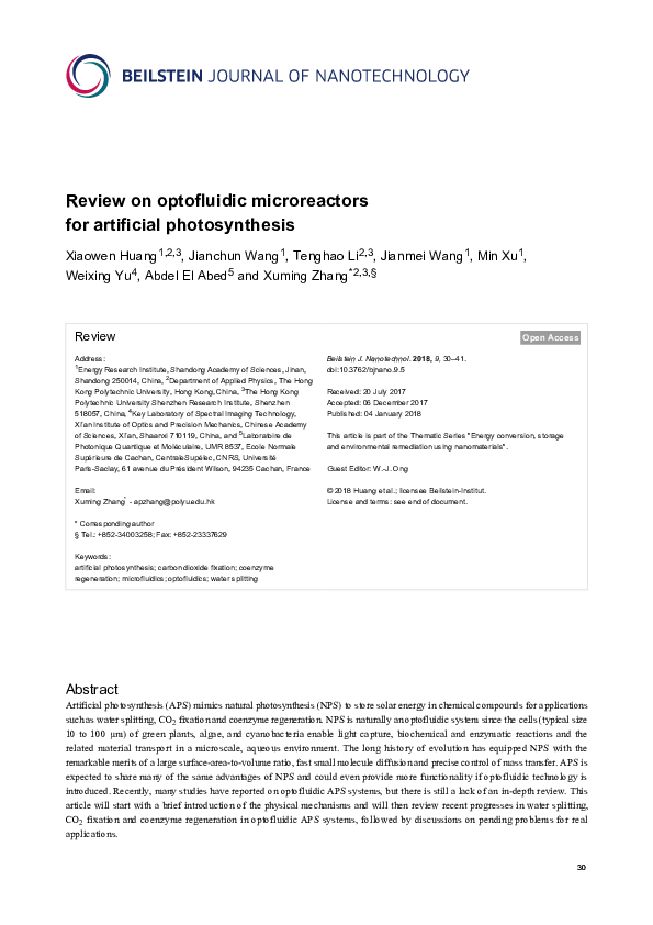 (PDF) Review on optofluidic microreactors for artificial photosynthesis