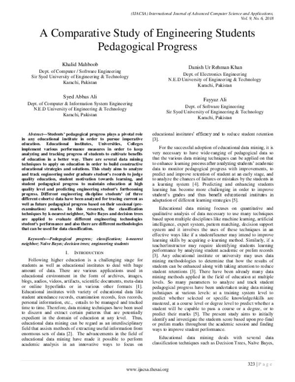 (PDF) A Comparative Study of Engineering Students Pedagogical Progress