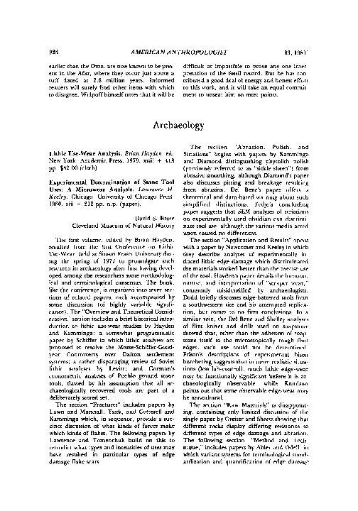 (PDF) Lithic Use-Wear Analysis . Brian Hayden. ; Experimental Determination of Stone Tool Uses ...