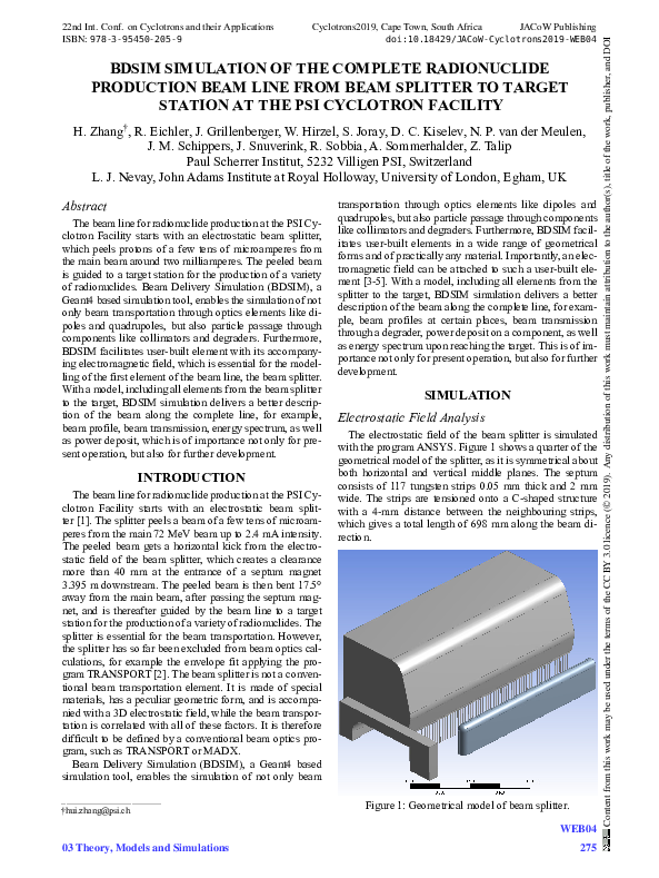 (PDF) BDSIM Simulation of Radionuclide Beam Line