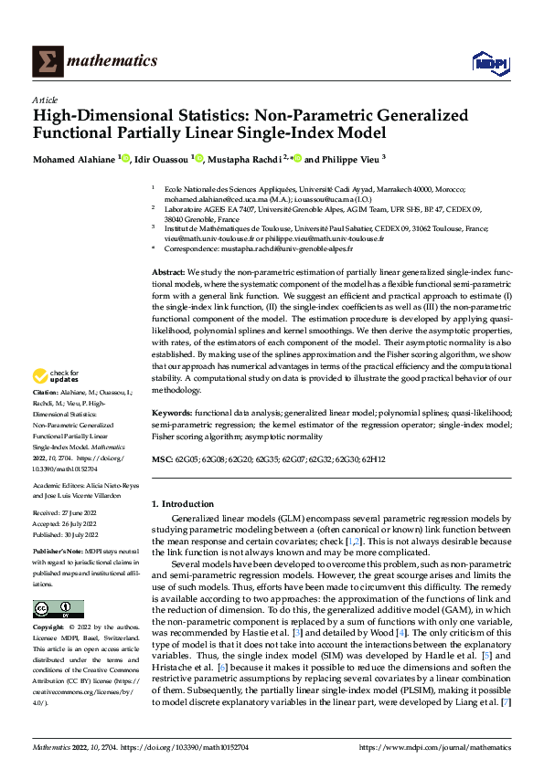 (PDF) High-Dimensional Statistics: Non-Parametric Generalized Functional Partially Linear Single ...
