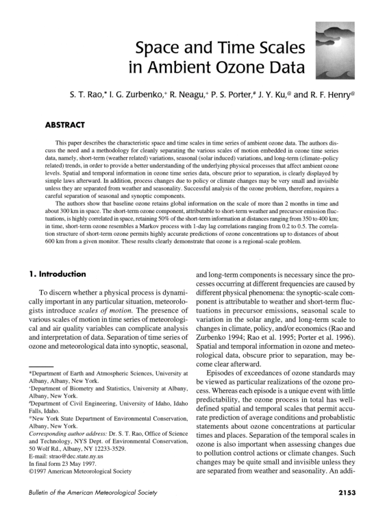 (PDF) Space and Time Scales in Ambient Ozone Data