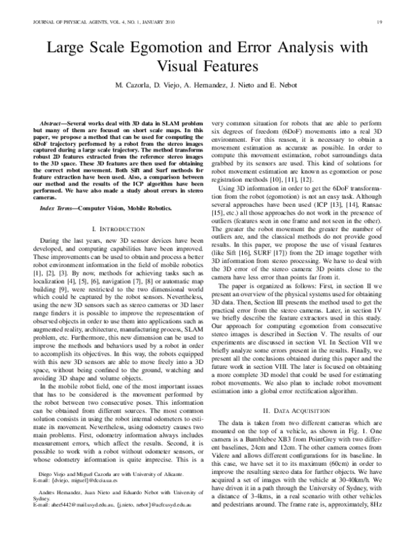 (PDF) Large scale egomotion and error analysis with visual features