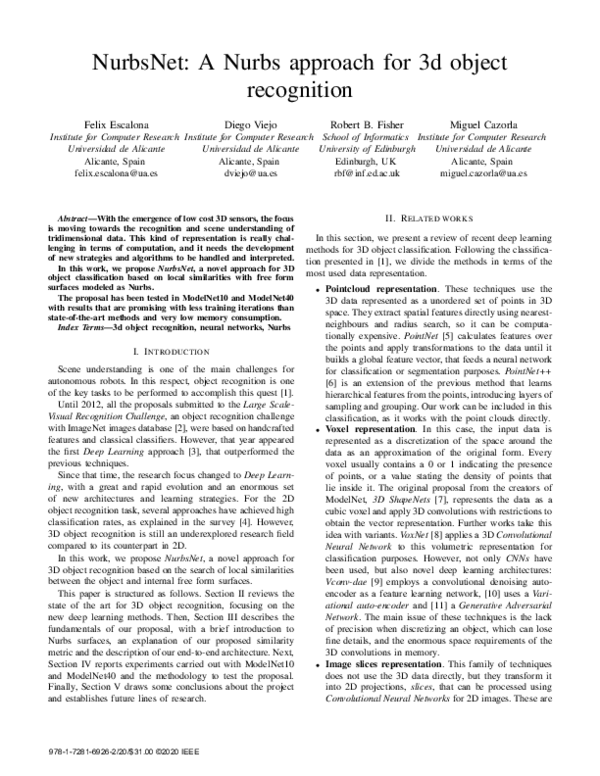 (PDF) NurbsNet: A Nurbs approach for 3d object recognition