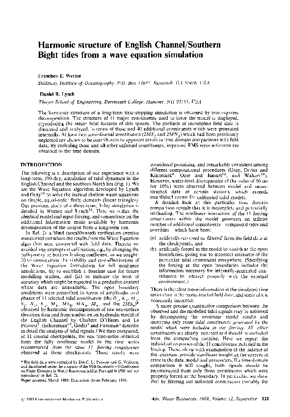 (PDF) Harmonic structure of English Channel/Southern Bight tides from a ...