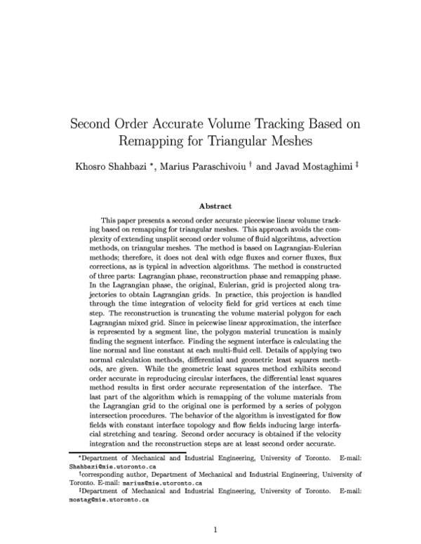 Pdf Second Order Accurate Volume Tracking Based On Remapping For Triangular Meshes