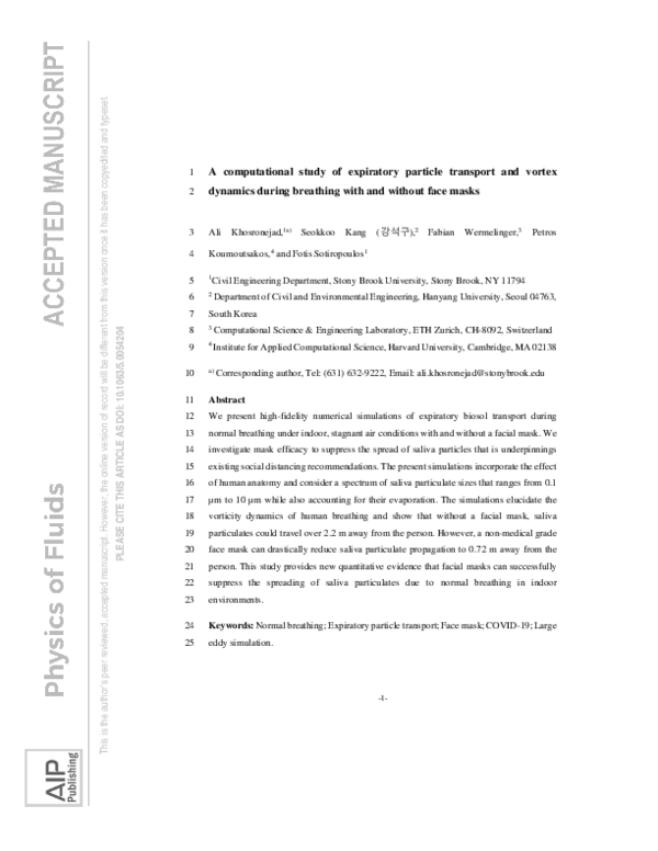 (PDF) A computational study of expiratory particle transport and vortex ...