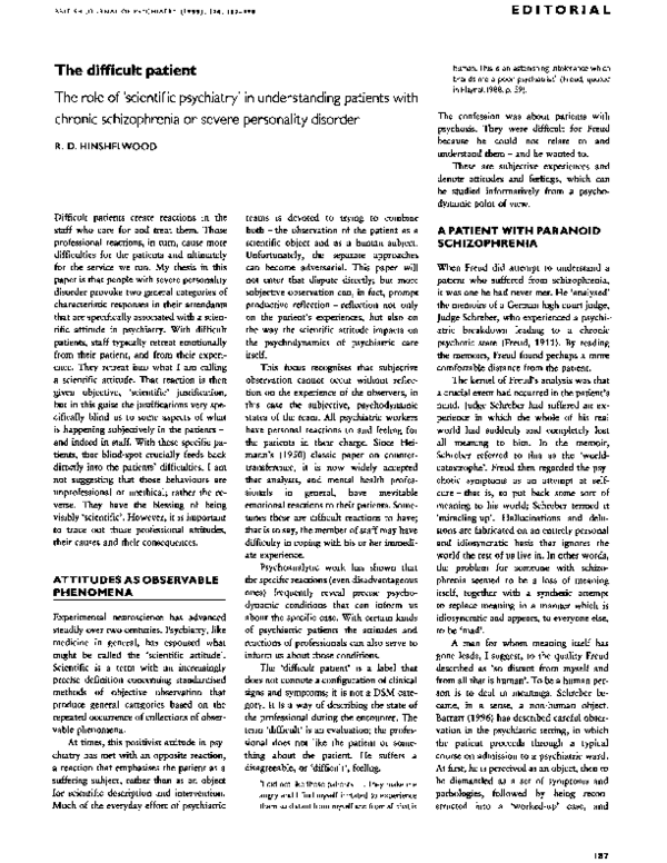 (PDF) The difficult patient