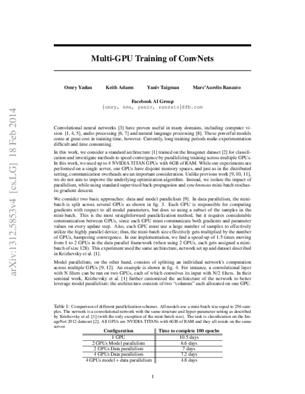 (PDF) Multi Gpu Training of Convnets | Fei Ra - Academia.edu
