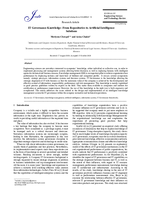 (PDF) IT Governance Knowledge: From Repositories to Artificial ...