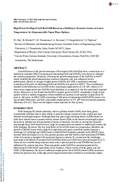 (PDF) High-Power Eu-Doped GaN Red LED Based on a Multilayer Structure ...