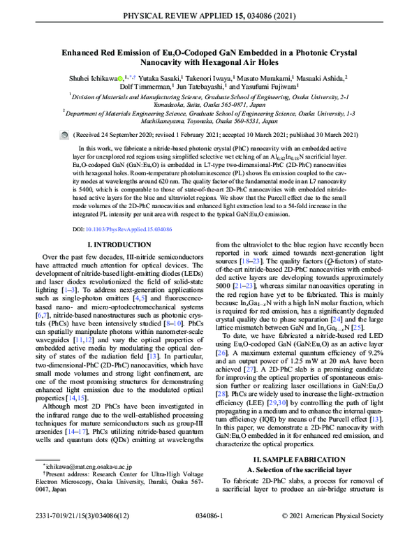(PDF) Enhanced Red Emission of Eu,O-Codoped GaN Embedded in a Photonic ...