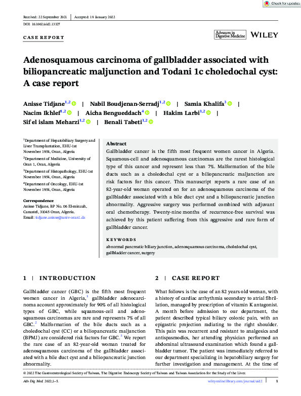 (PDF) Adenosquamous carcinoma of gallbladder associated with ...