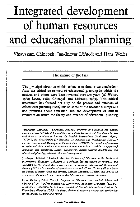 (PDF) Integrated development of human resources and educational planning