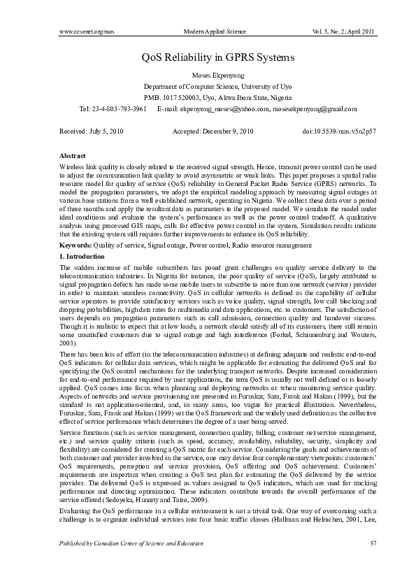 (PDF) QoS Reliability in GPRS Systems