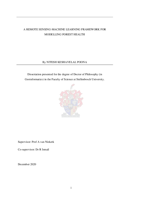 (PDF) A Remote Sensing Machine Learning Framework for Modelling Forest Health