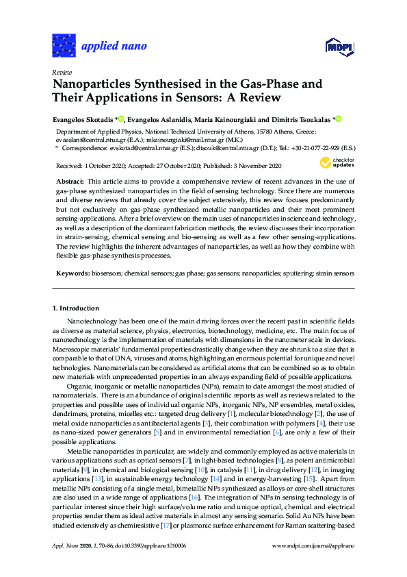 (PDF) Nanoparticles Synthesised in the Gas-Phase and Their Applications ...