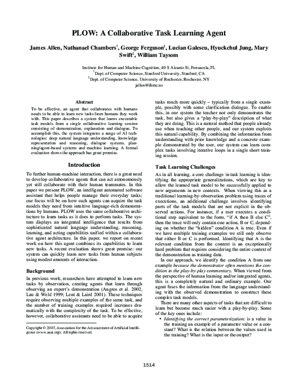 (PDF) Plow: A Collaborative Task Learning Agent
