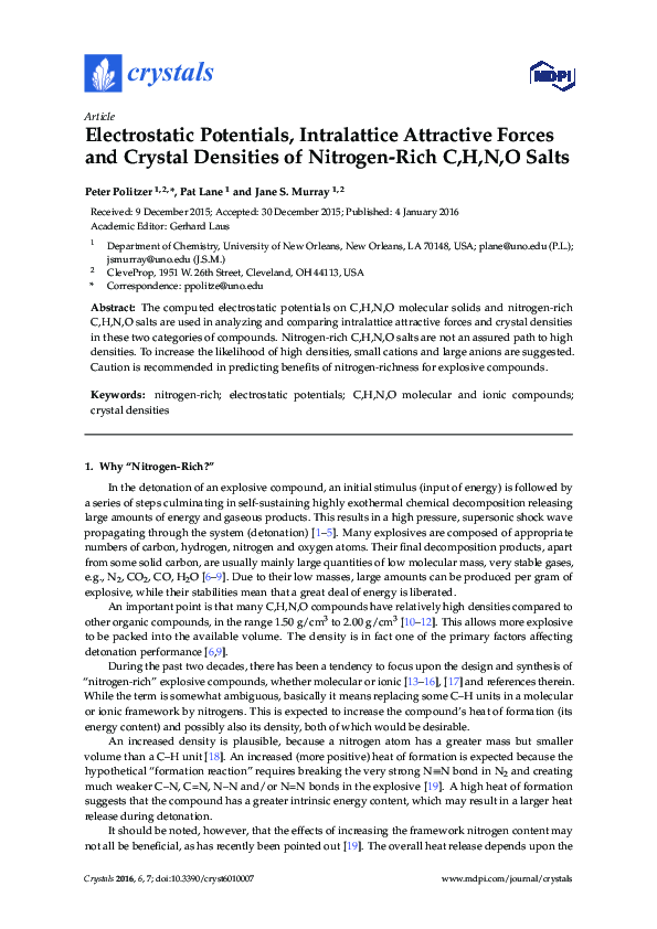 (PDF) Electrostatic Potentials, Intralattice Attractive Forces and ...