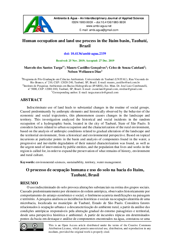(PDF) Human occupation and land use process in the Itaim basin, Taubaté ...