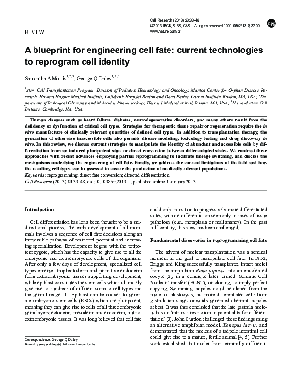 (PDF) A blueprint for engineering cell fate: current technologies to ...