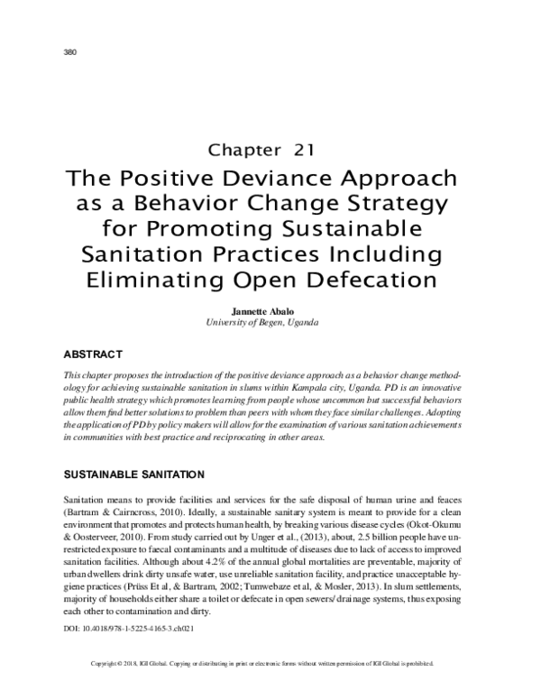 (PDF) The Positive Deviance Approach as a Behavior Change Strategy for Promoting Sustainable ...