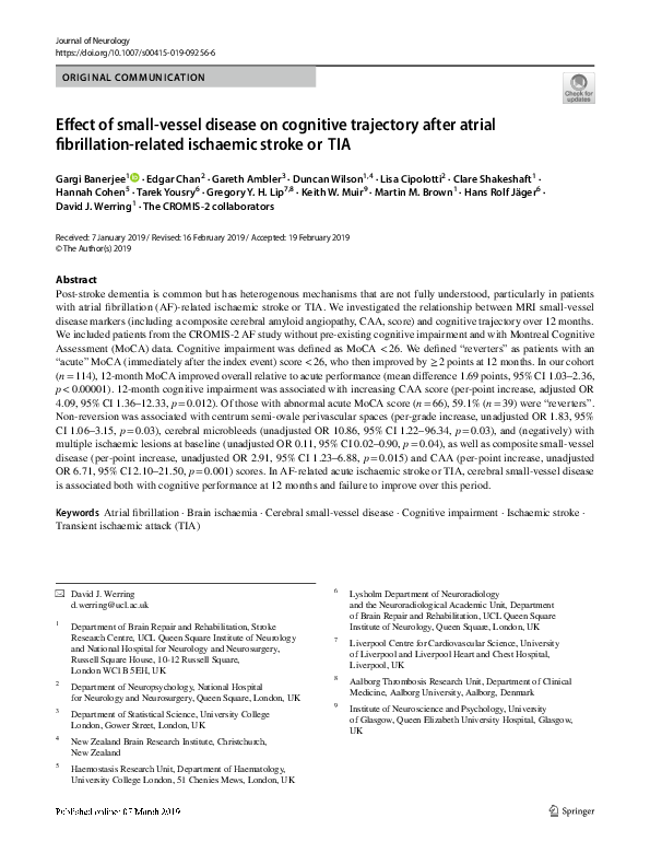 (PDF) Effect of small-vessel disease on cognitive trajectory after ...