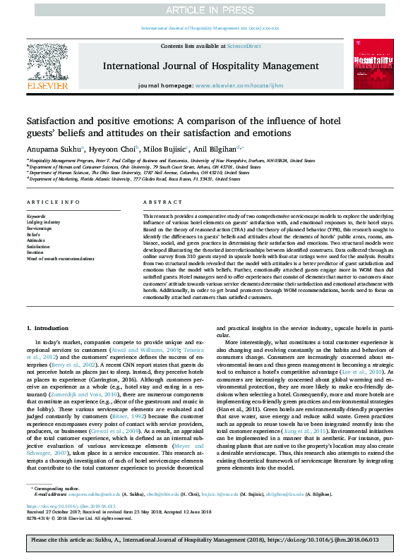 (PDF) Satisfaction and positive emotions: A comparison of the influence ...