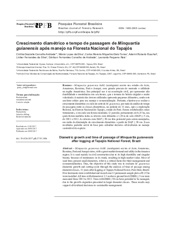 (PDF) Crescimento diamétrico e tempo de passagem de Minquartia ...