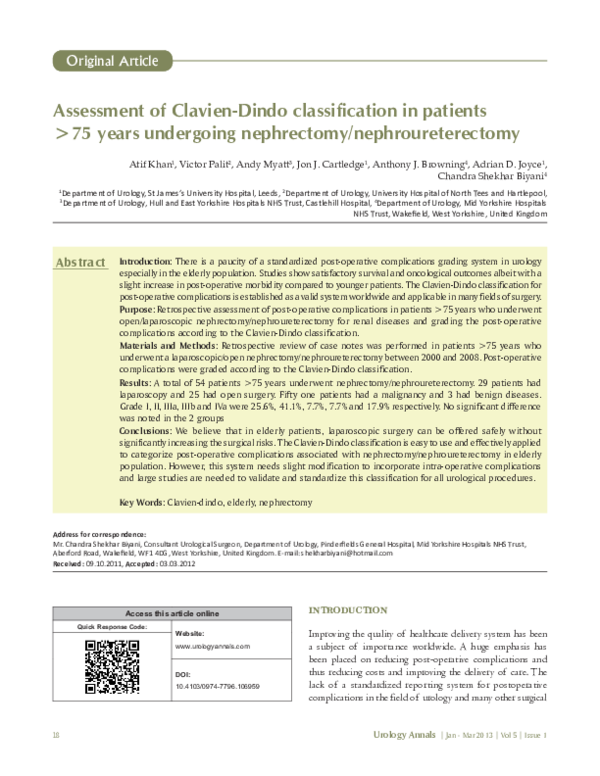 (PDF) Assessment of Clavien-Dindo classification in patients >75 years ...
