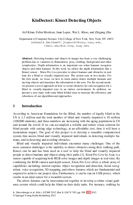 (PDF) KinDectect: Kinect Detecting Objects