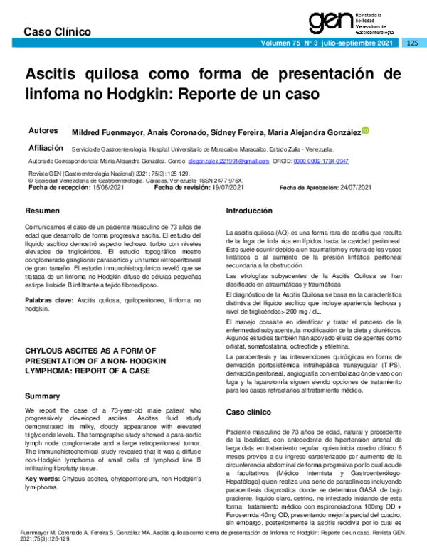 (PDF) Ascitis quilosa como forma de presentación de linfoma no Hodgkin ...