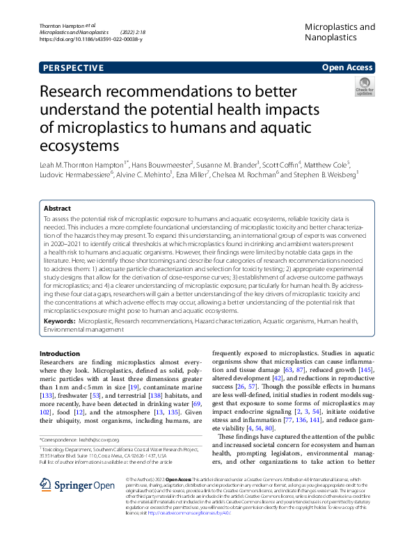 (PDF) Research recommendations to better understand the potential ...
