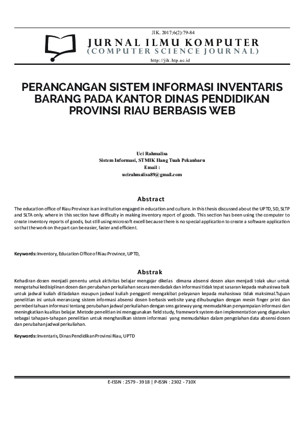(PDF) Perancangan Sistem Informasi Inventaris Barang Pada Kantor Dinas ...