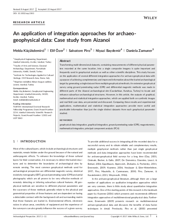 (PDF) An application of integration approaches for archaeo-geophysical ...