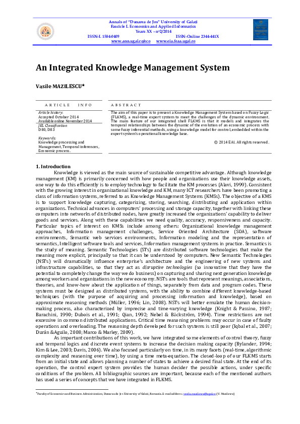 (PDF) An Integrated Knowledge Management System