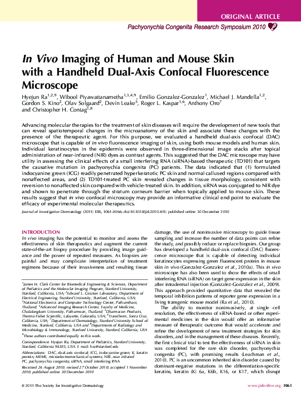 (PDF) In Vivo Imaging of Human and Mouse Skin with a Handheld Dual-Axis ...