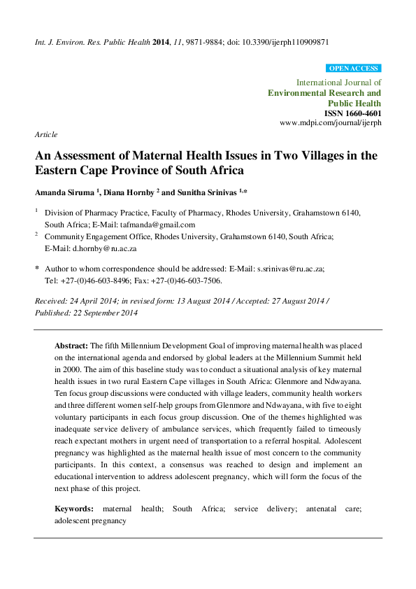 (PDF) www.mdpi.com/journal/ijerph Article An Assessment of Maternal ...