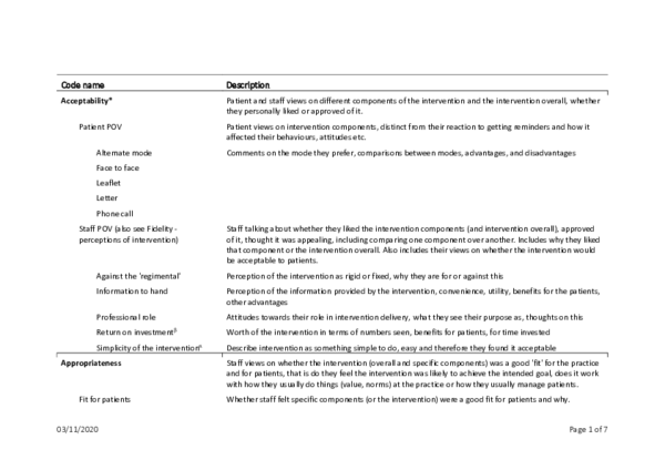 (PDF) IDEAs study coding framework