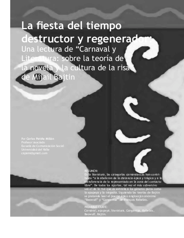 (PDF) La festa del tiempo destructor y regenerador: Una lectura de “Carnaval y Literatura: sobre ...
