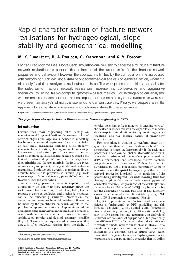 Pdf Rapid Characterisation Of Fracture Network Realisations For Hydrogeological Slope