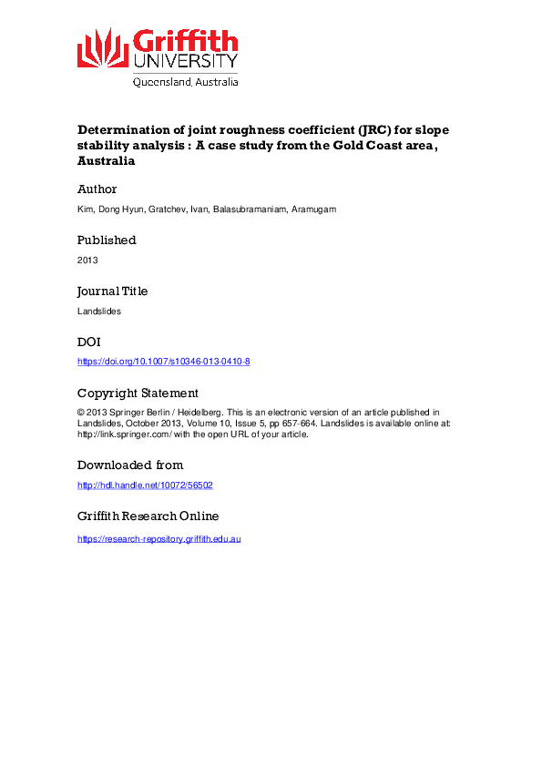 (PDF) Determination of joint roughness coefficient (JRC) for slope ...