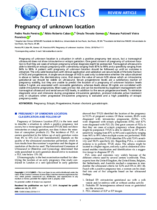 (PDF) Pregnancy of unknown location