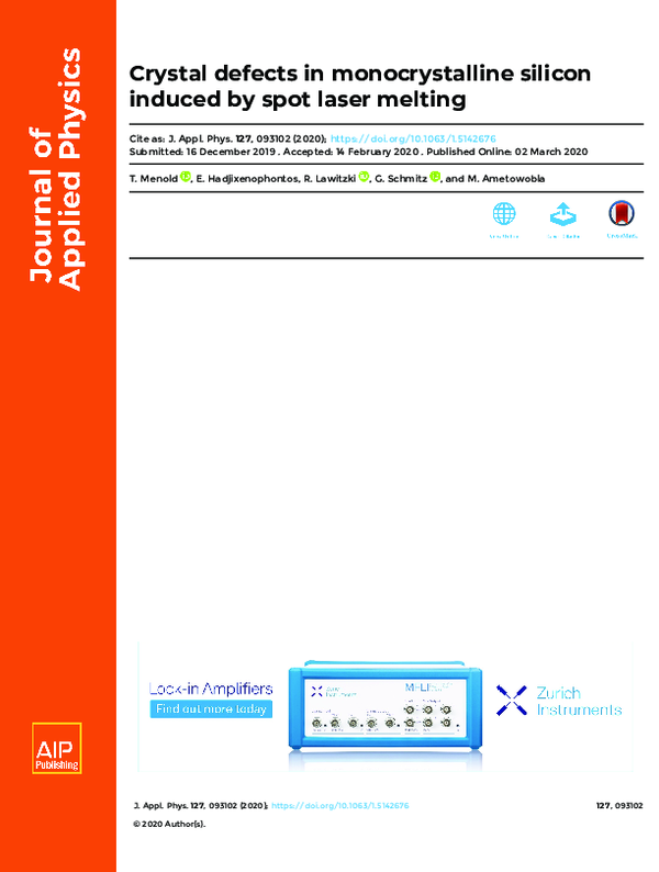 (PDF) Crystal defects in monocrystalline silicon induced by spot laser ...